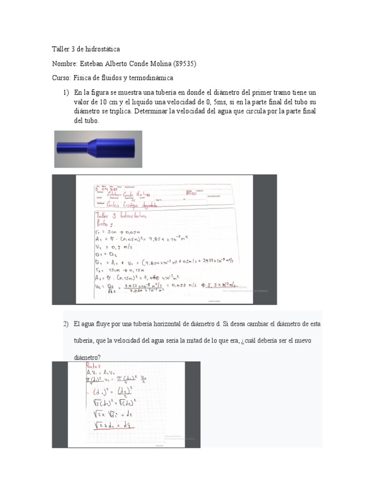 Taller 3 De Hidrostática Pdf