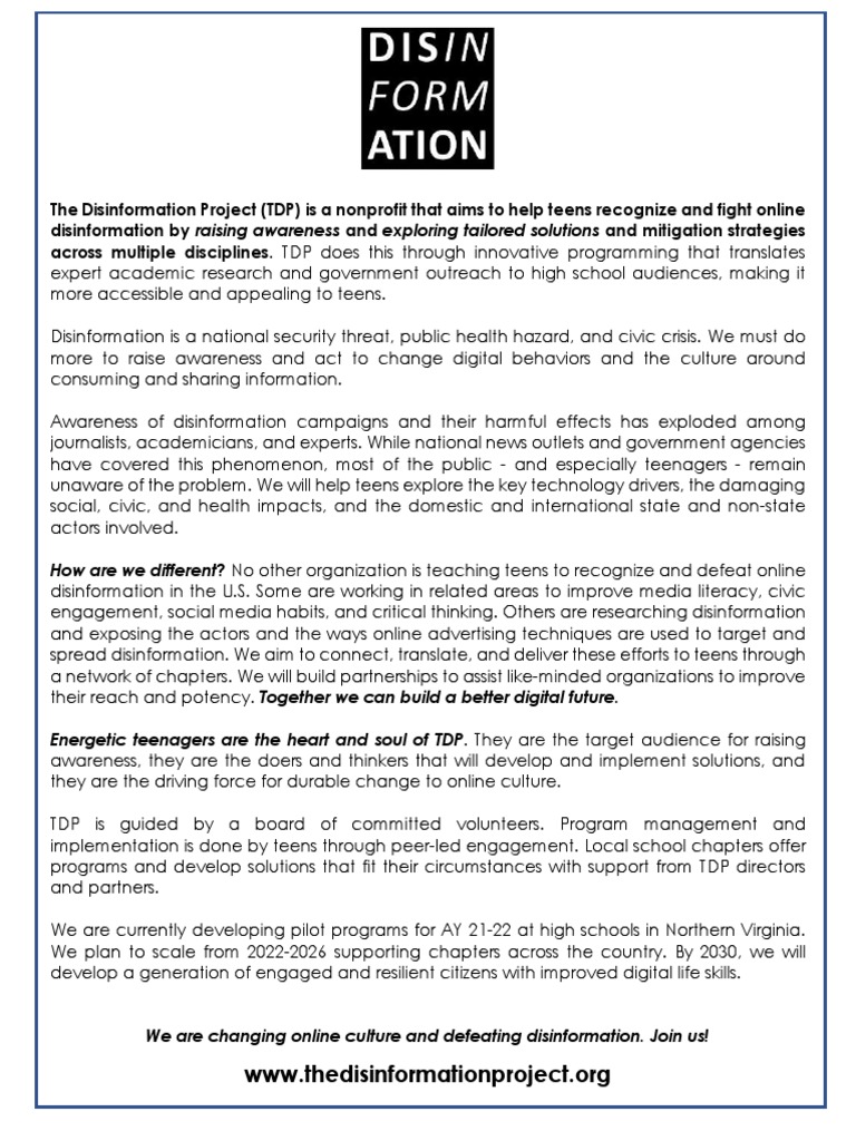 What Is The Disinformation Project | PDF | Adolescence | Popular ...