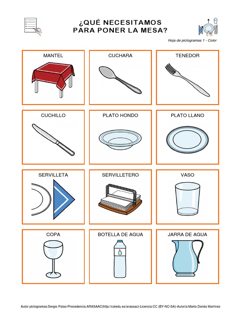 Pictogramas para Poner la Mesa | PDF