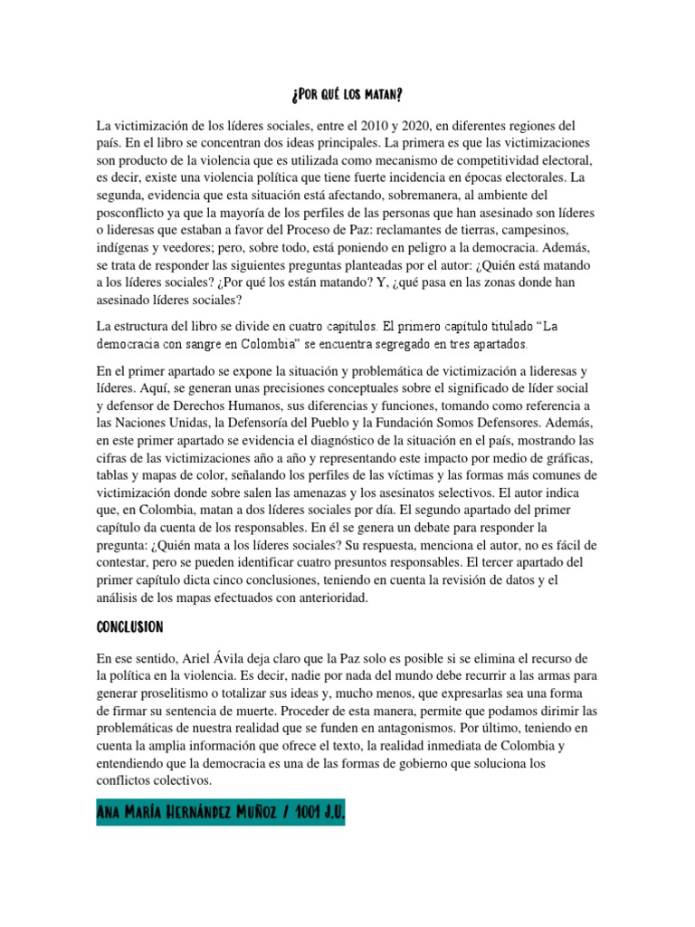 Analisis Por Qué Los Matan Ariel Avila | PDF | Democracia | Ideologías ...