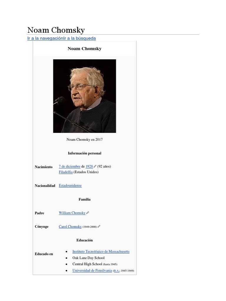 Noam Chomsky - Resumen | PDF | Noam Chomsky | Oración (Lingüística)