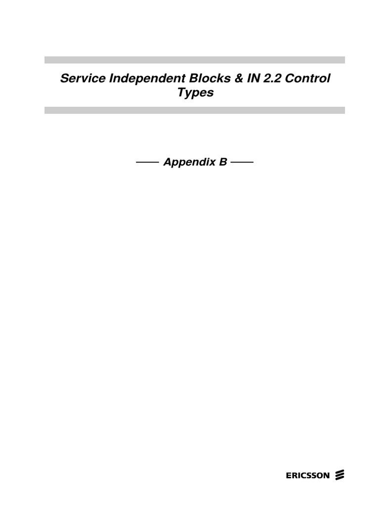 Service Independent Blocks & IN 2.2 Control Types: Appendix B | PDF | Database Index | Subroutine