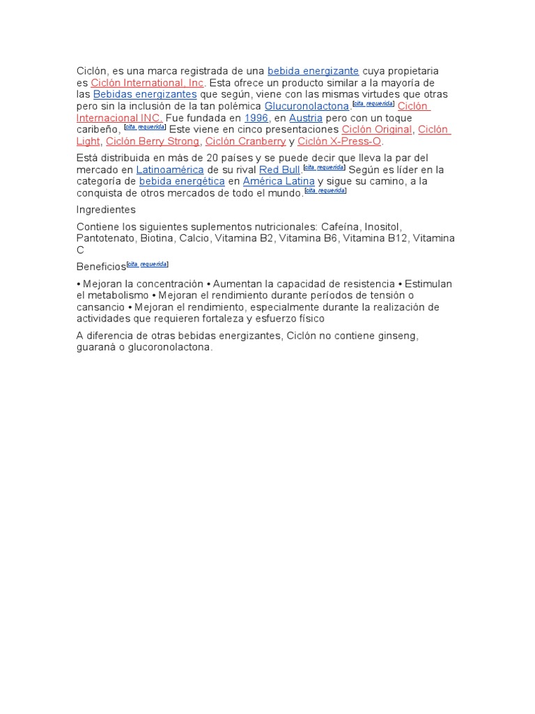 Ciclon Bebida Energizante | PDF