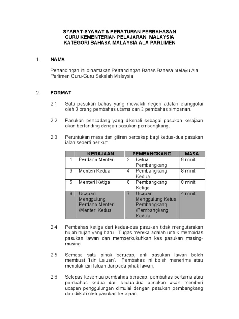 Syarat2 Perbahasan Ala Parlimen | PDF