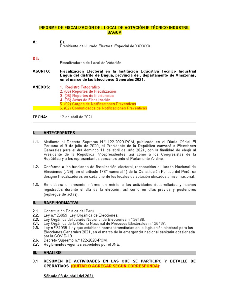 Informe FLV - Eg2021 Rvdo (1) Elecciones 2021 | PDF | Votación ...