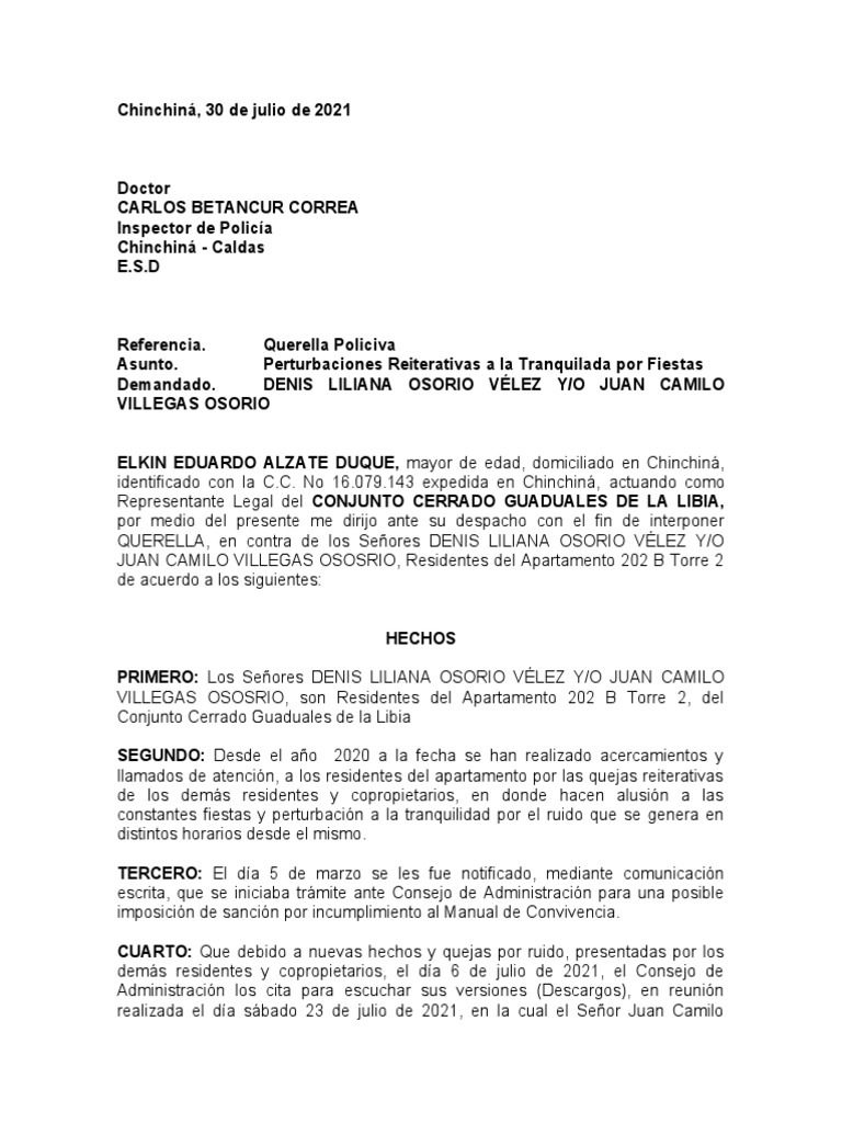 Querella Policiva | PDF | Justicia | Crimen y violencia