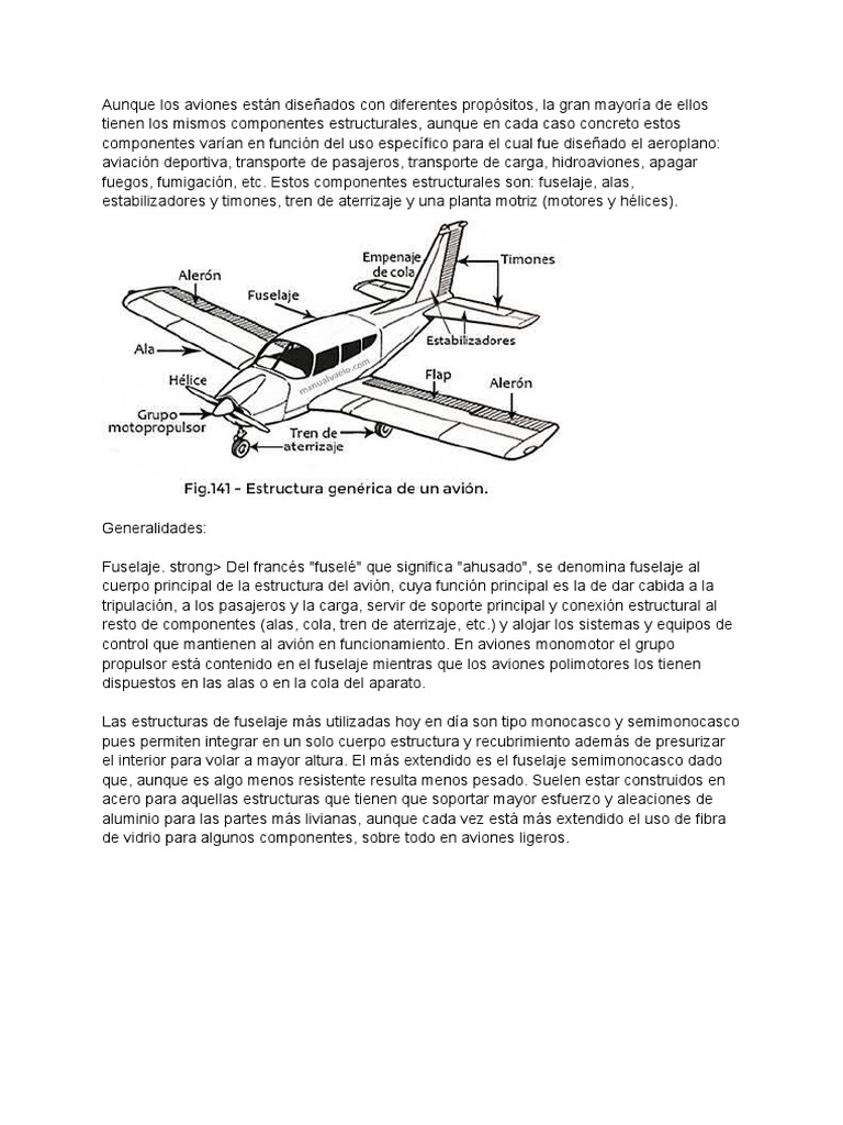 Partes y Estructura de un Avión | PDF | Avión | Ala