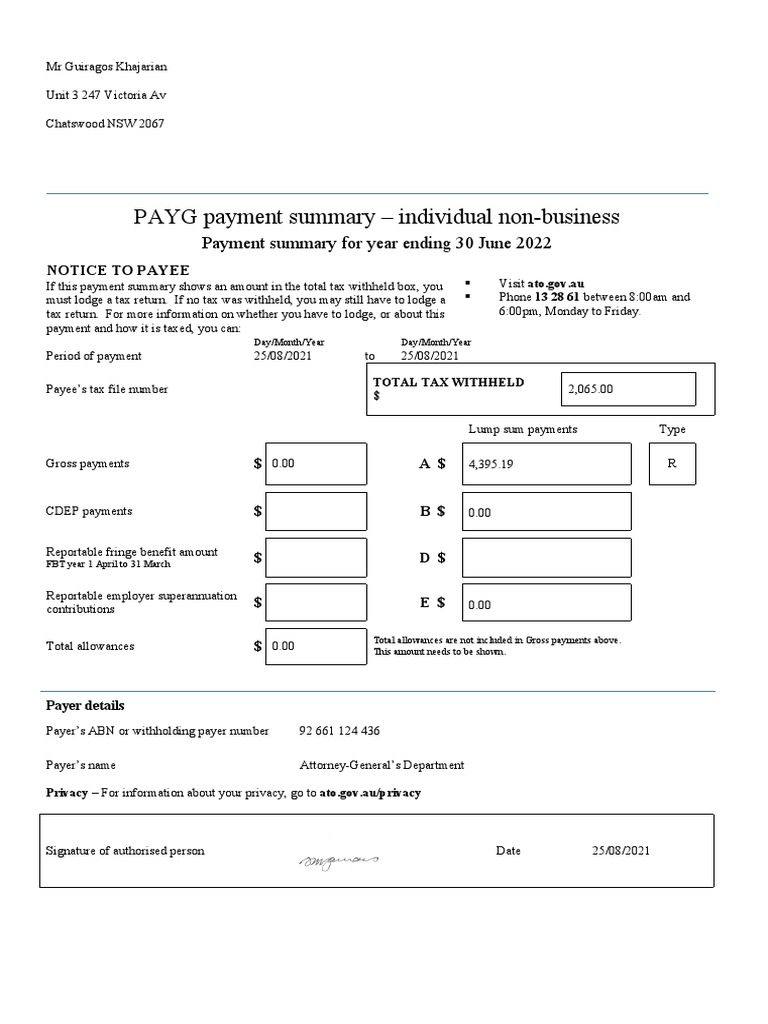 26082021-PAYG Payment Summary-G Khajarian (CLAIM-00464429) | PDF 26082021-PAYG Payment Summary-G Khajarian (CLAIM-00464429) | PDF