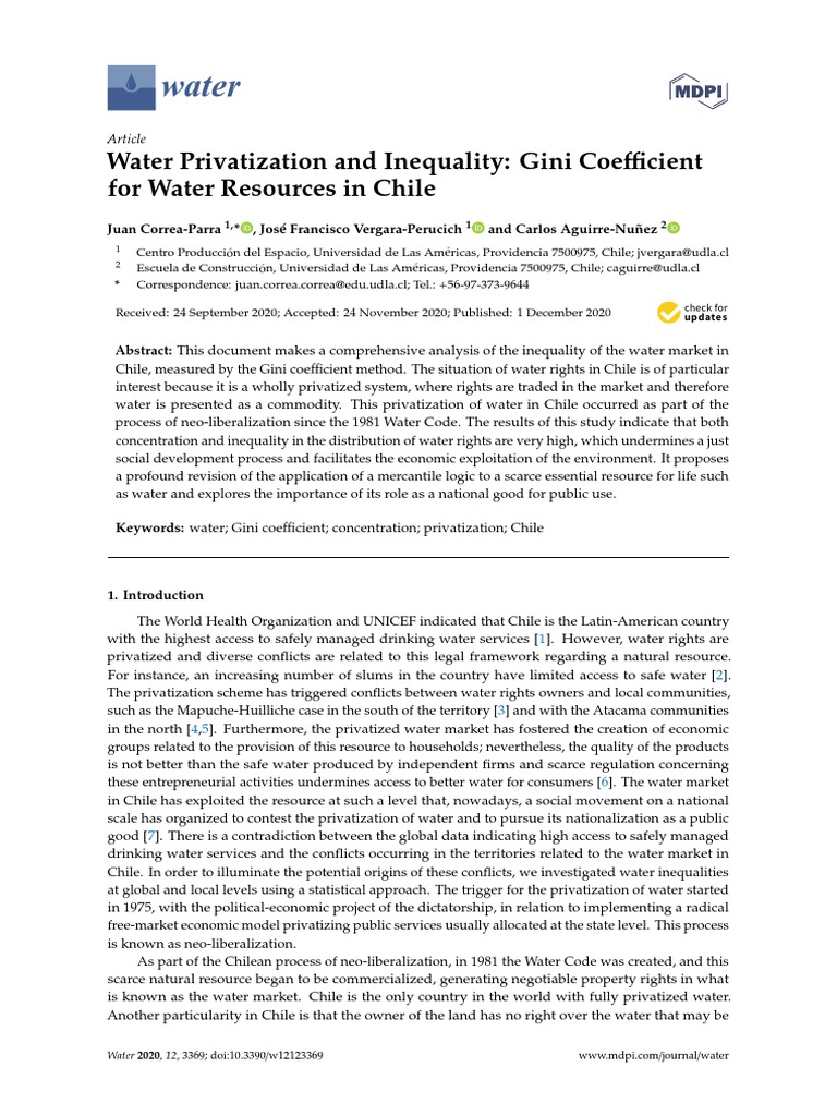 Water: Water Privatization and Inequality: Gini Coe For Water Resources ...