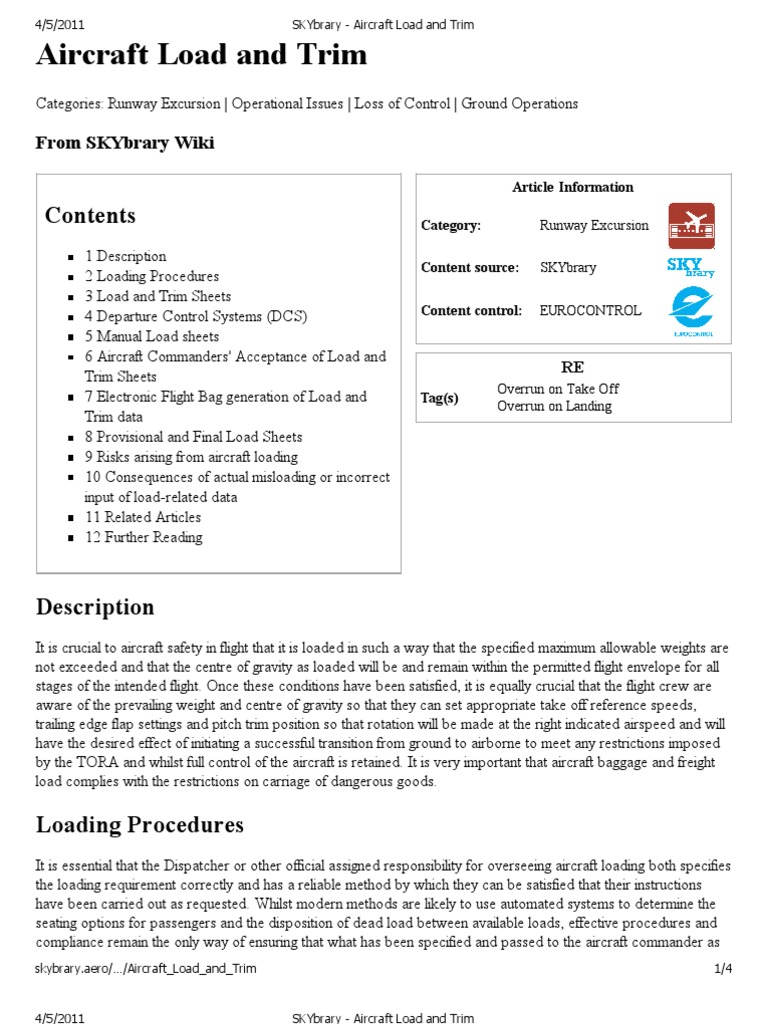 SKYbrary - Aircraft Load and Trim | PDF | Aircraft Flight Control ...
