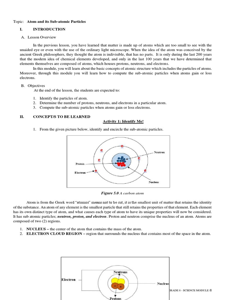Science 8 Module 1 3rd Quarter | PDF | Atoms | Ion