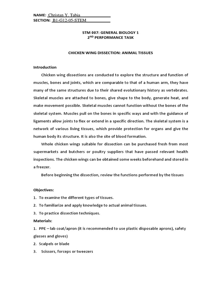 NAME: Christan Y. Tabia SECTION: B1-G12-05-STEM STM 007: General Biology 1 2 Performance Task ...