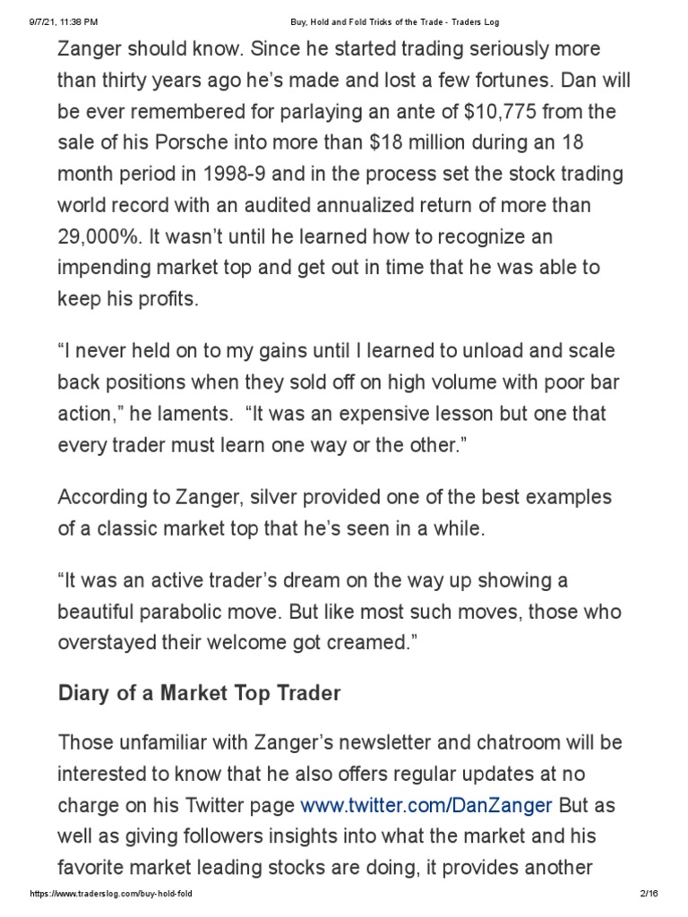 Dan Zanger Trader's Log | PDF