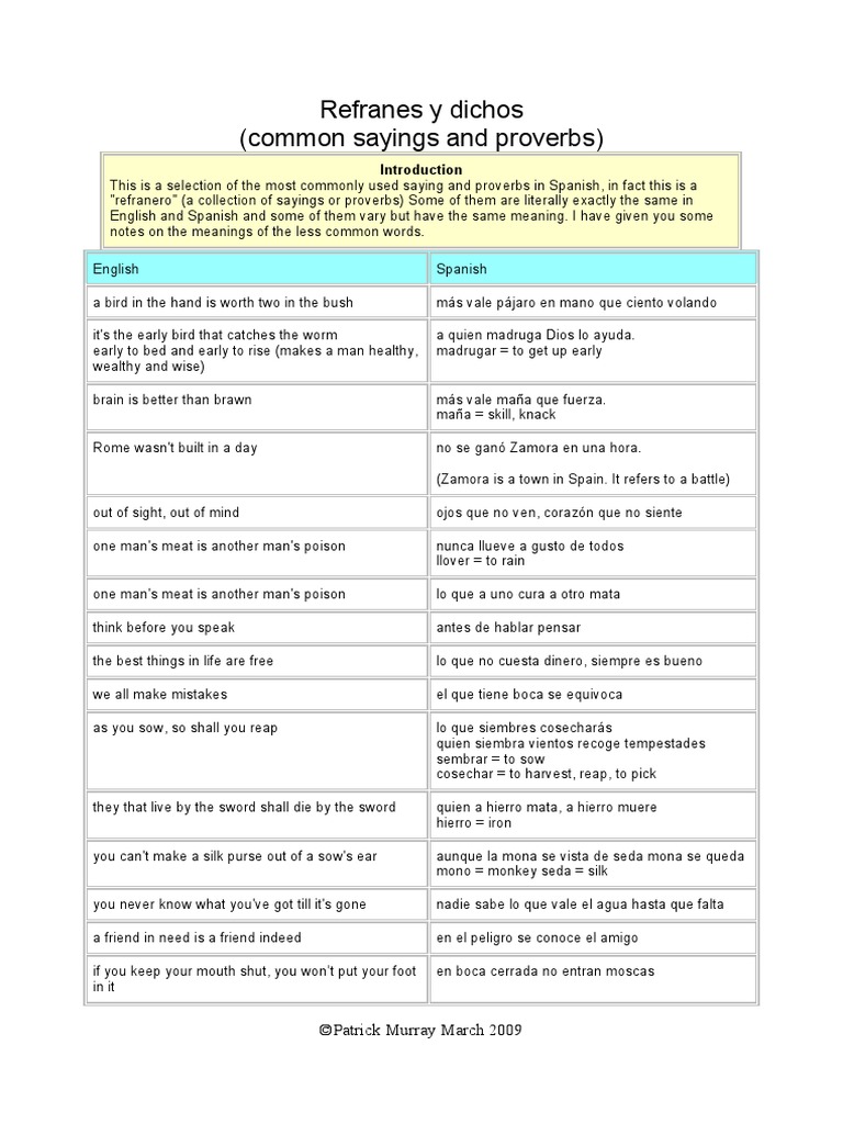 Refranes y Dichos | PDF