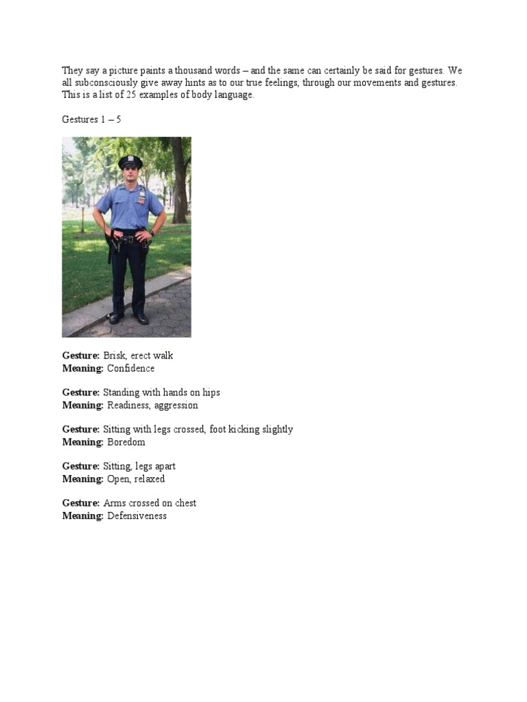 25 Examples of Body Language | PDF
