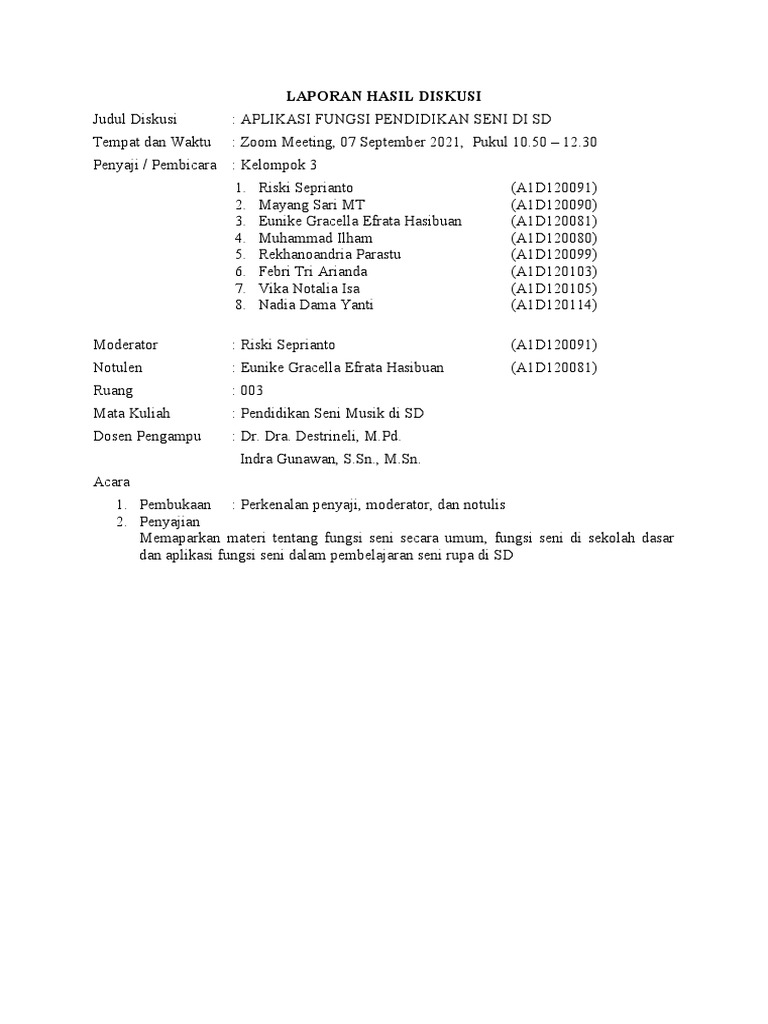 Laporan Hasil Diskusi - Kel 3 | PDF