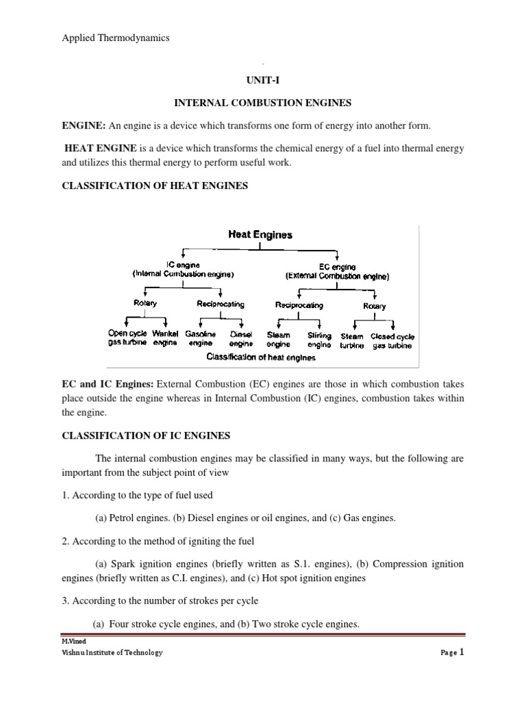Internal Combustion Engines Classification | PDF | Internal Combustion ...