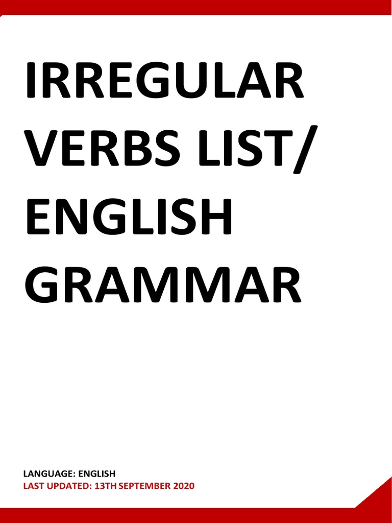 Irregular Verbs List for English Grammar | PDF | Foreign Language ...