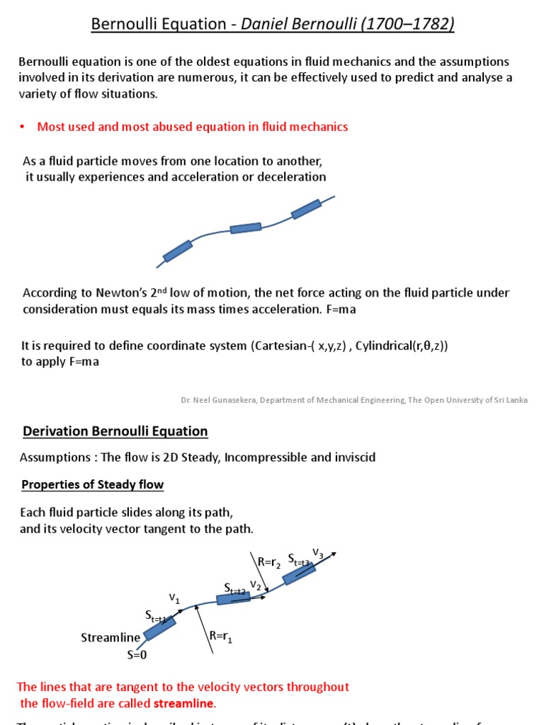 DMX4203 - 1-3 - Bernoulli Derivation | PDF | Acceleration | Fluid Dynamics