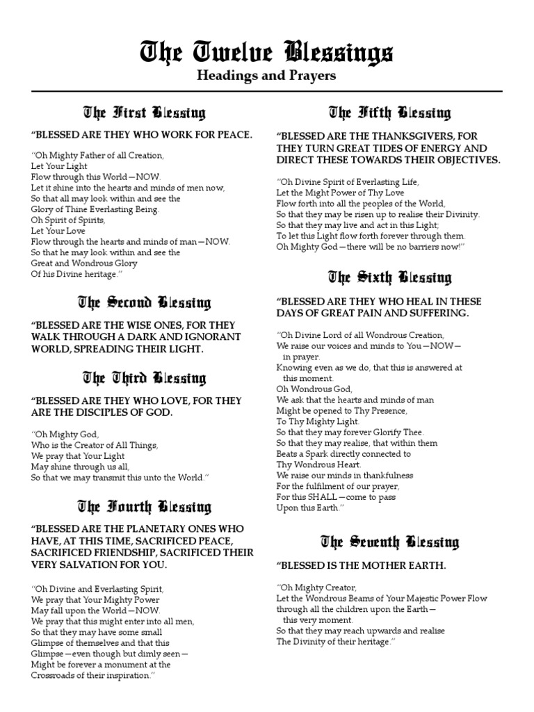 The Twelve Blessings Prayer Sheet | PDF | Prayer | Blessing