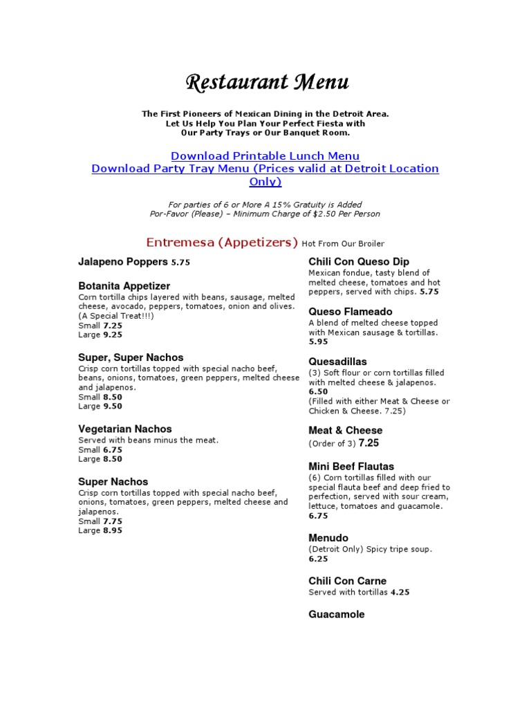 Restaurant Menu | PDF | Burrito | Taco