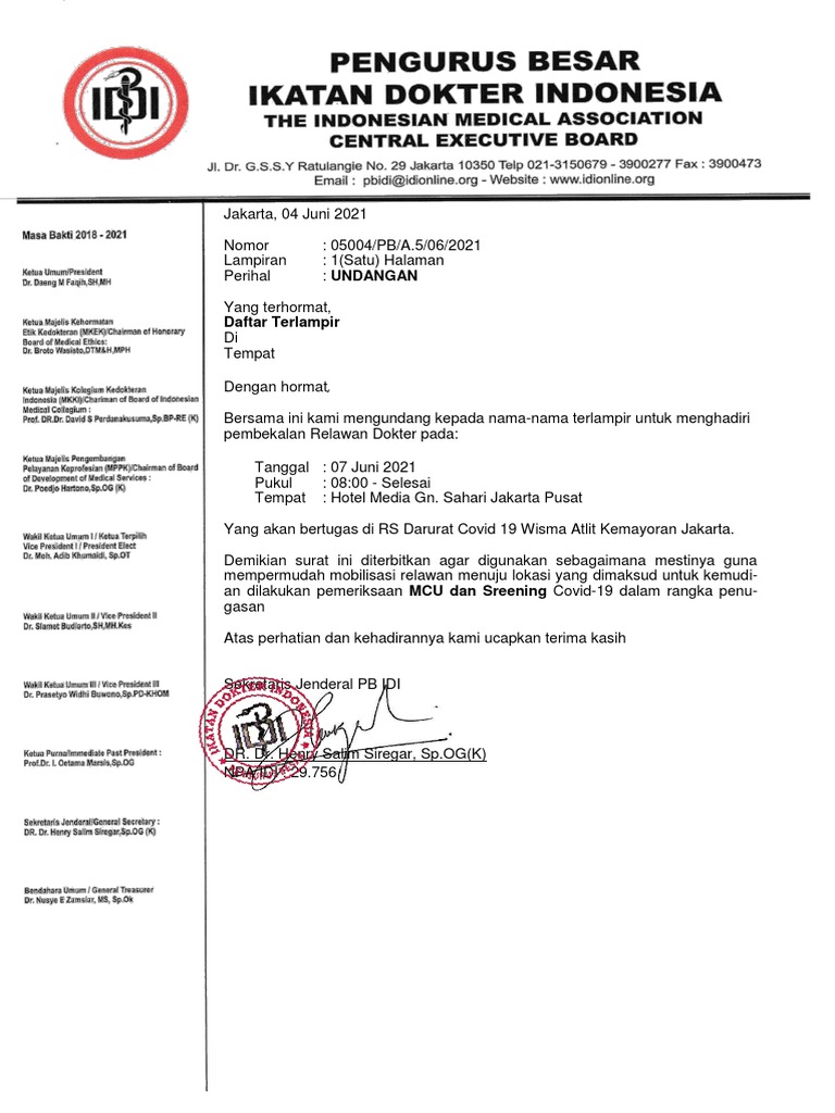 Undangan Relawan 07 Juni 2021 | PDF