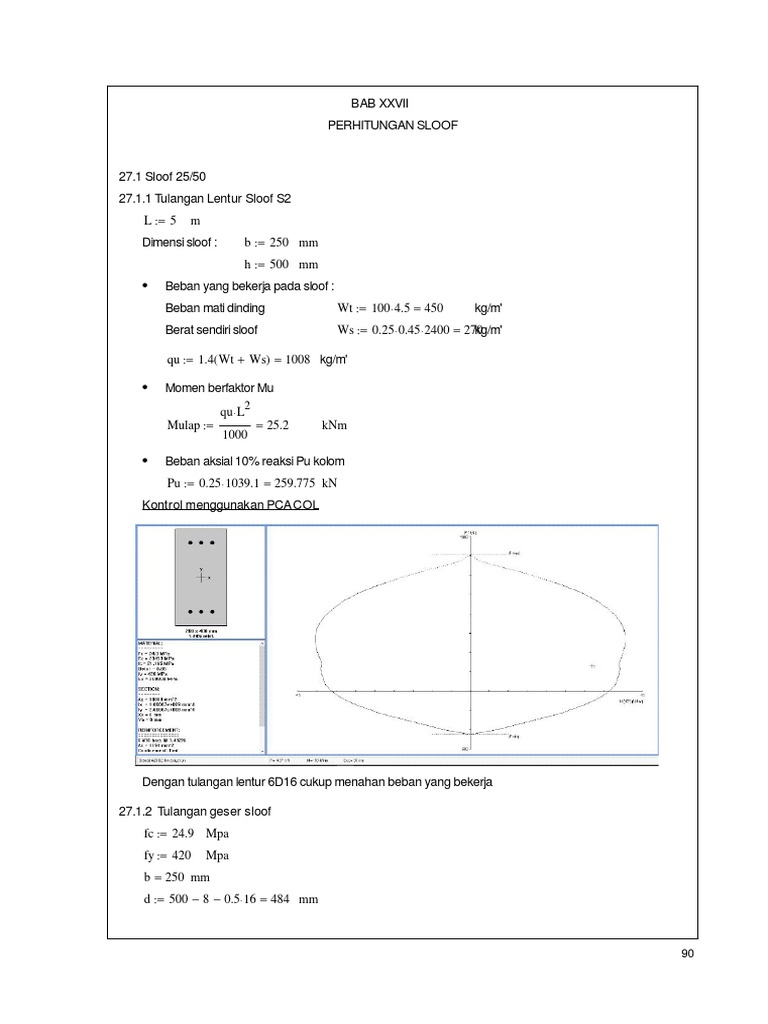 Mathcad - Bab 27 Sloof S2 (25X50) | PDF
