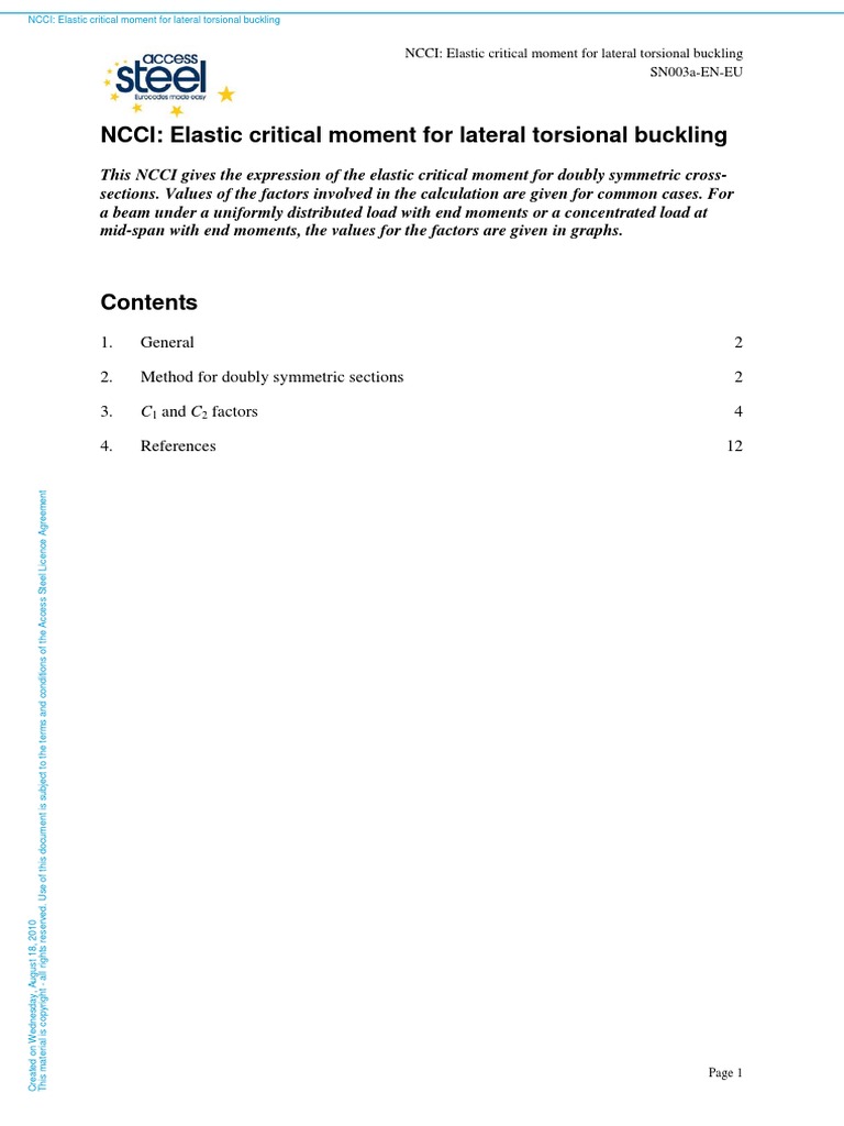 SN003a-EN-EU - NCCI - Elastic Critical Moment For Lateral Torsional ...
