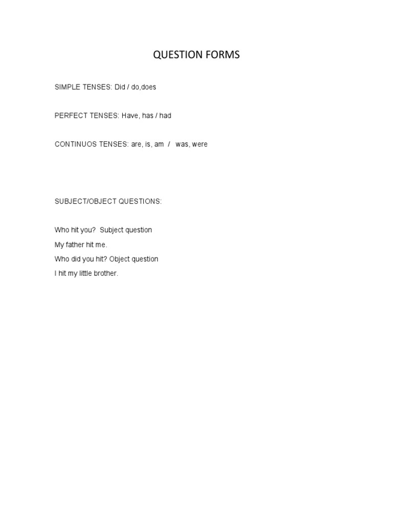 Unit 1 Question Forms | PDF