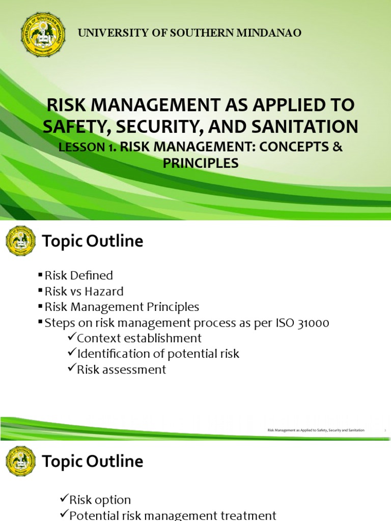 Lesson 1 Risk Management Concepts and Principles | PDF | Risk | Risk ...