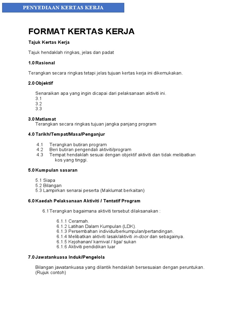 FORMAT KERTAS KERJA Berdasarkan Takwim Terkini | PDF