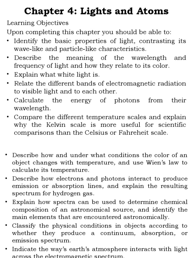 Chapter 4: Lights and Atoms | PDF | Electromagnetic Spectrum | Emission ...