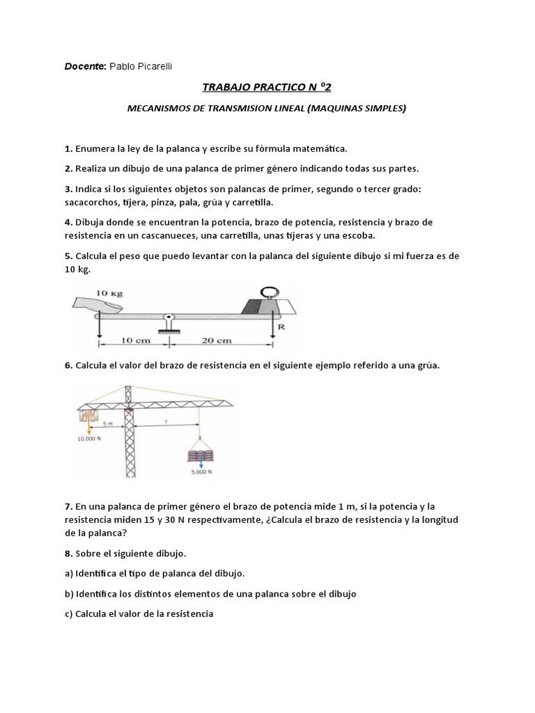 Trabajo Practico Nº2 - Maquinas Simples | PDF