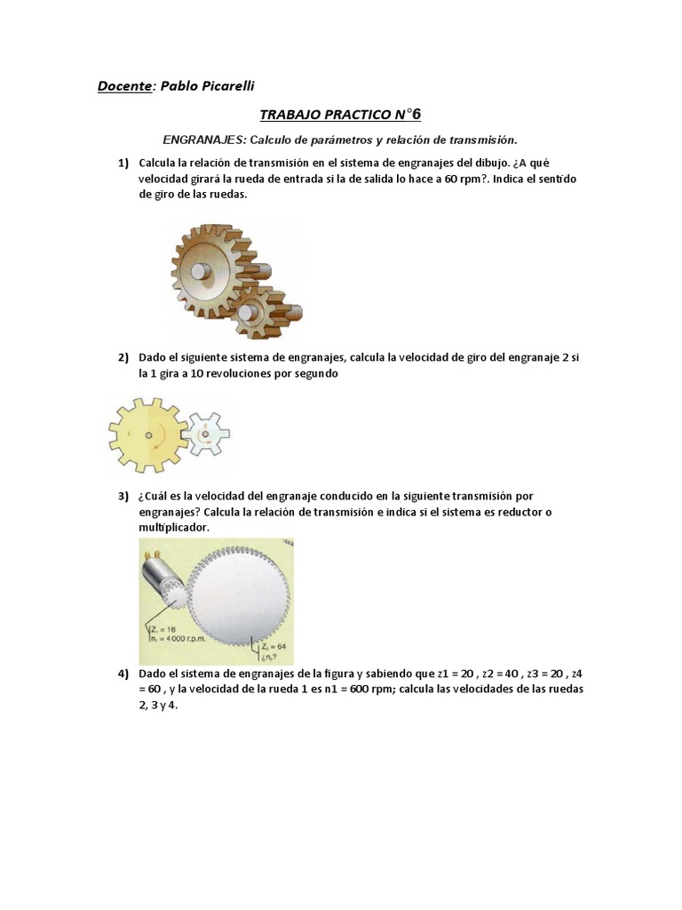 Trabajo 6 Engranajes | Download grátis PDF | Engranaje | Transmisión ...