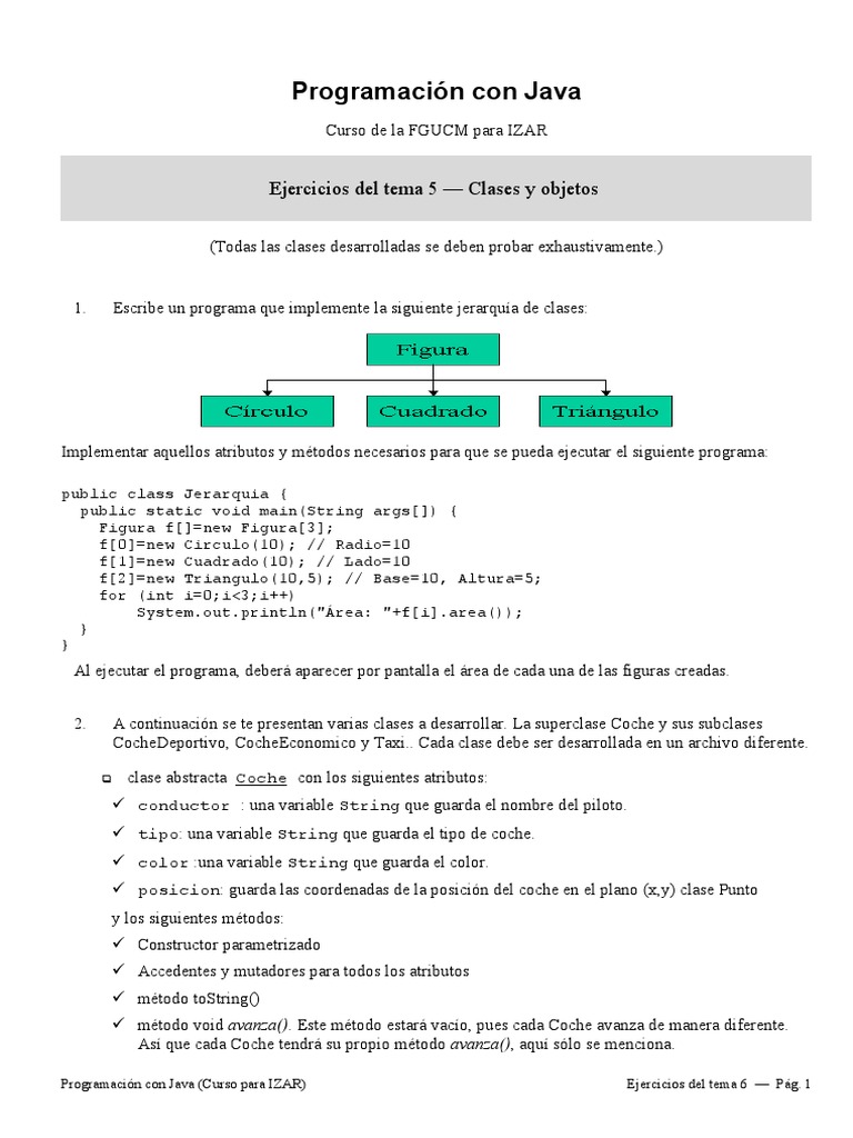 Ejercicios Tema 6 | PDF | Programación | Constructor (Programación Orientada a Objetos)