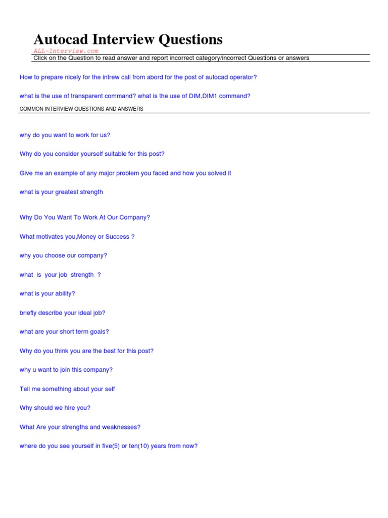 Preparing For An Autocad Interview Common Questions Answers And Tips