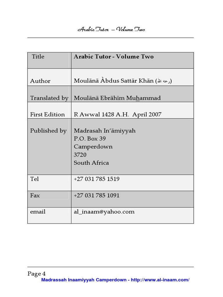Arabic Tutor-Volume 2 2 | PDF | Grammatical Tense | Verb
