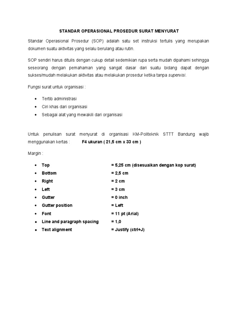 SOP Surat Menyurat di Politeknik STTT | PDF