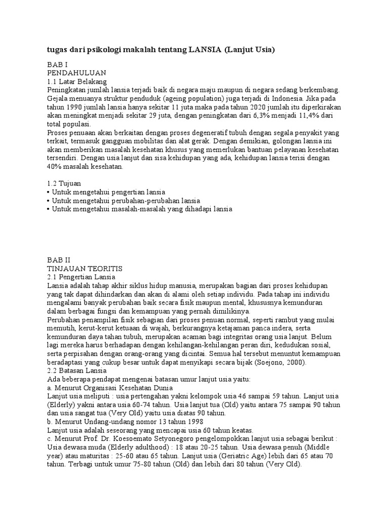 Makalah Lansia | PDF | Pengembangan Diri