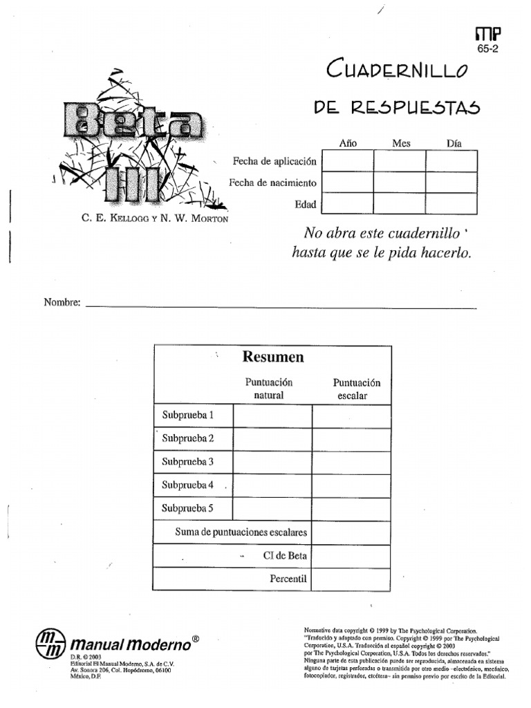 Beta Iii Cuadernillo | PDF