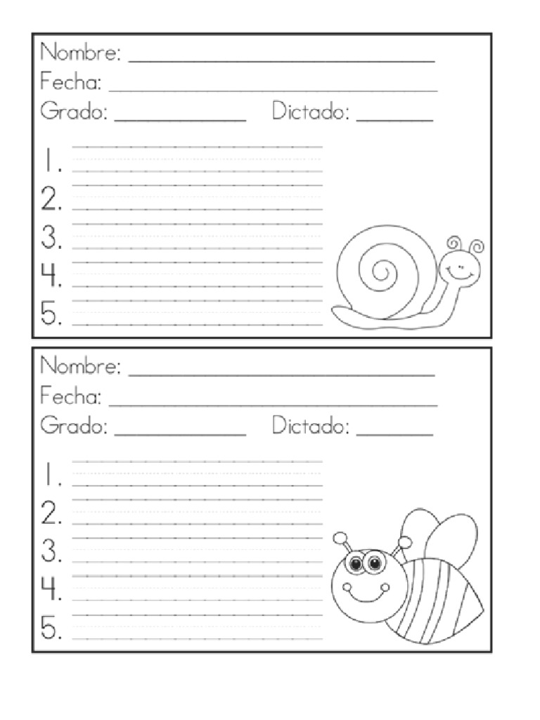 Plantillas para Dictado en Primaria | PDF | Estudios de idiomas ...