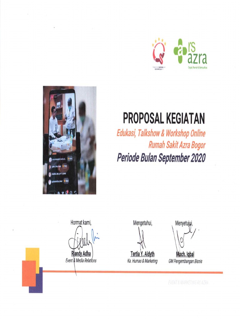 Proposal Kegiatan RS Azra Periode September 2020 | PDF