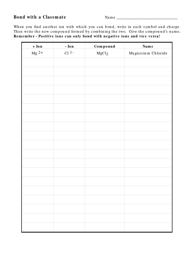 Bond With A Classmate Worksheet | PDF | Science & Mathematics ...