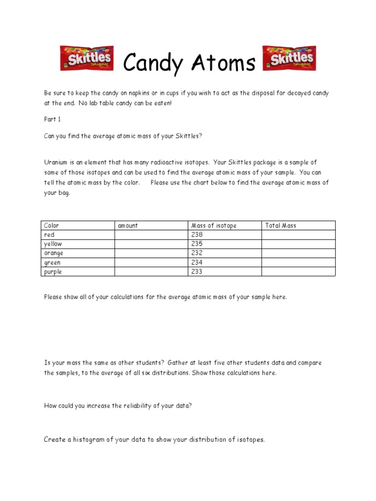 Candy Atoms | PDF | Radioactive Decay | Atoms