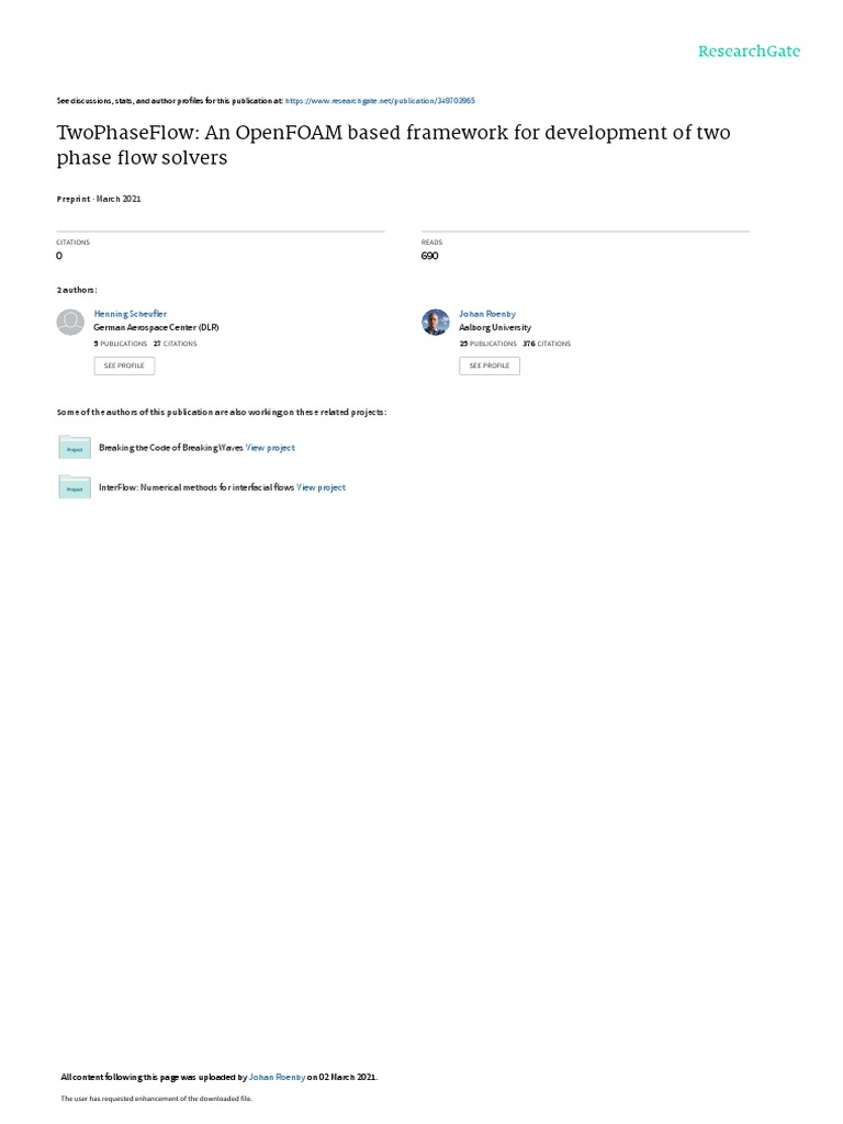 Twophaseflow: An Openfoam Based Framework For Development of Two Phase Ow Solvers | PDF | Fluid ...