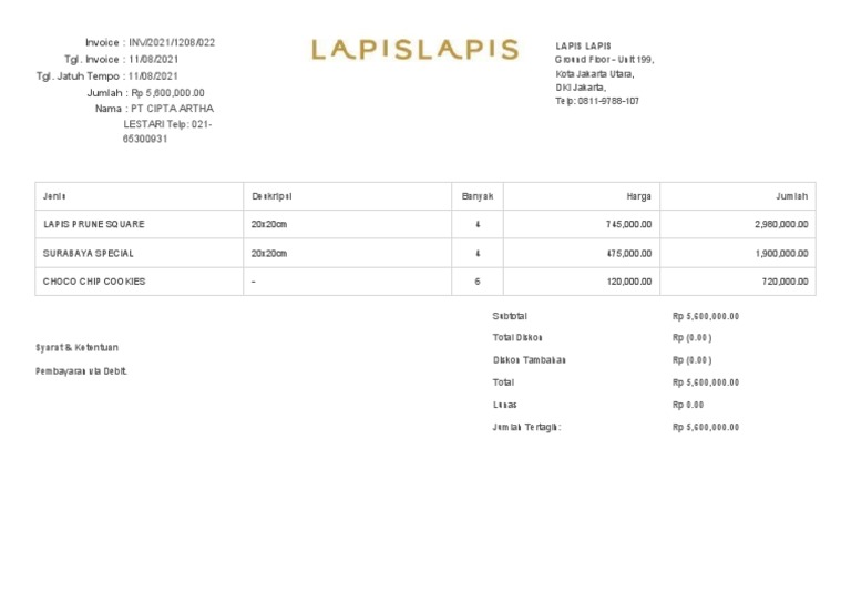 Invoice Lapis2-Hamper | PDF