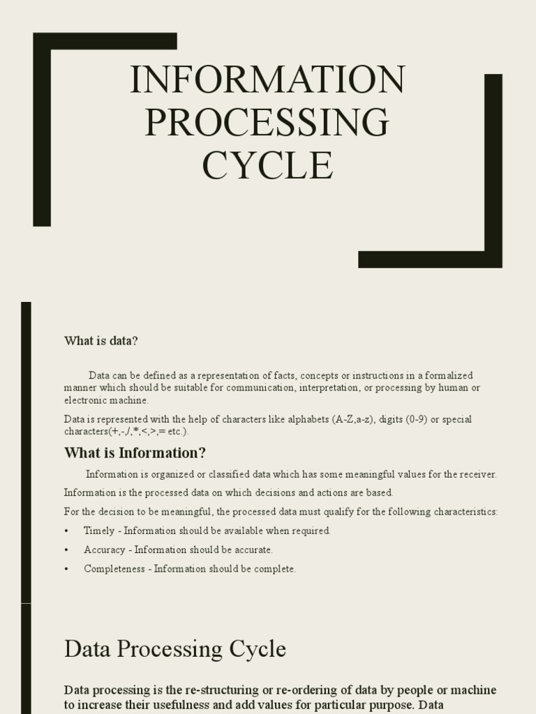 Information Processing Cycle | PDF | Operating System | Process (Computing)