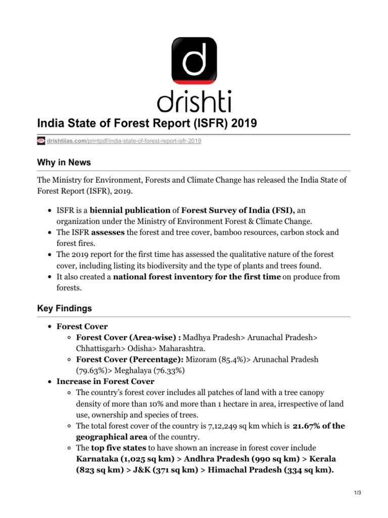 India State of Forest Report Isfr 2019 | PDF | Forests | Natural ...