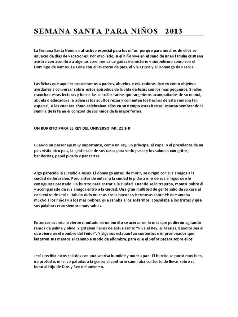 Semana Santa para Niños 1 | PDF | Pascua de Resurrección | Jesús