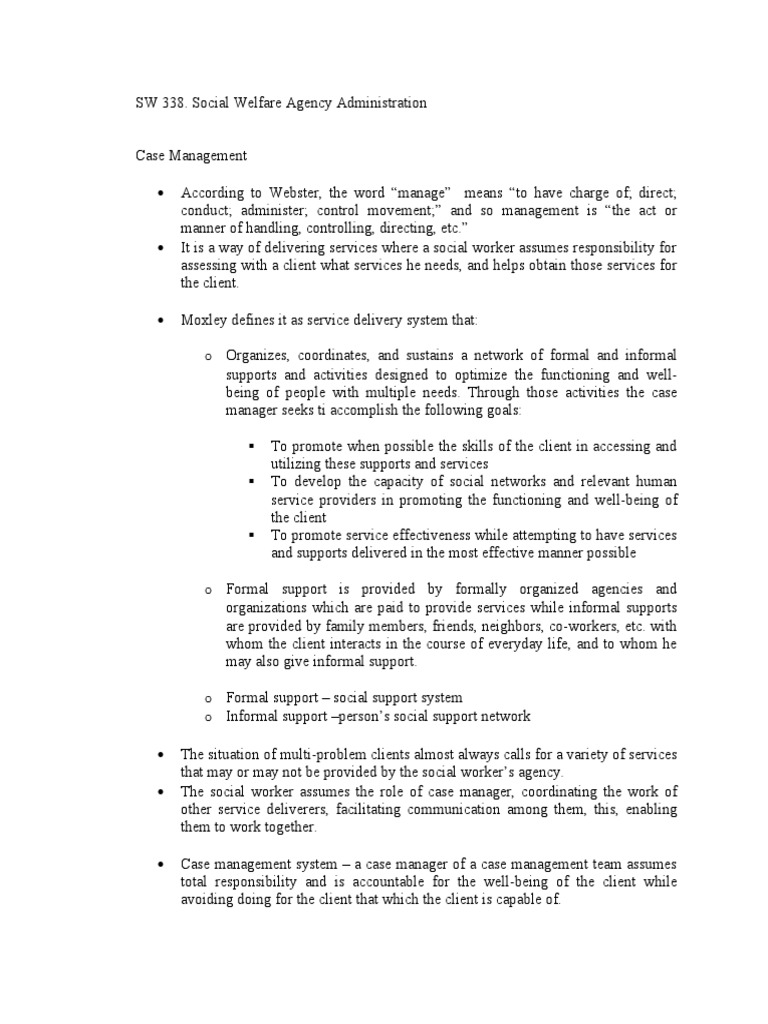 Case Management in Social Work | PDF | Goal | Social Work